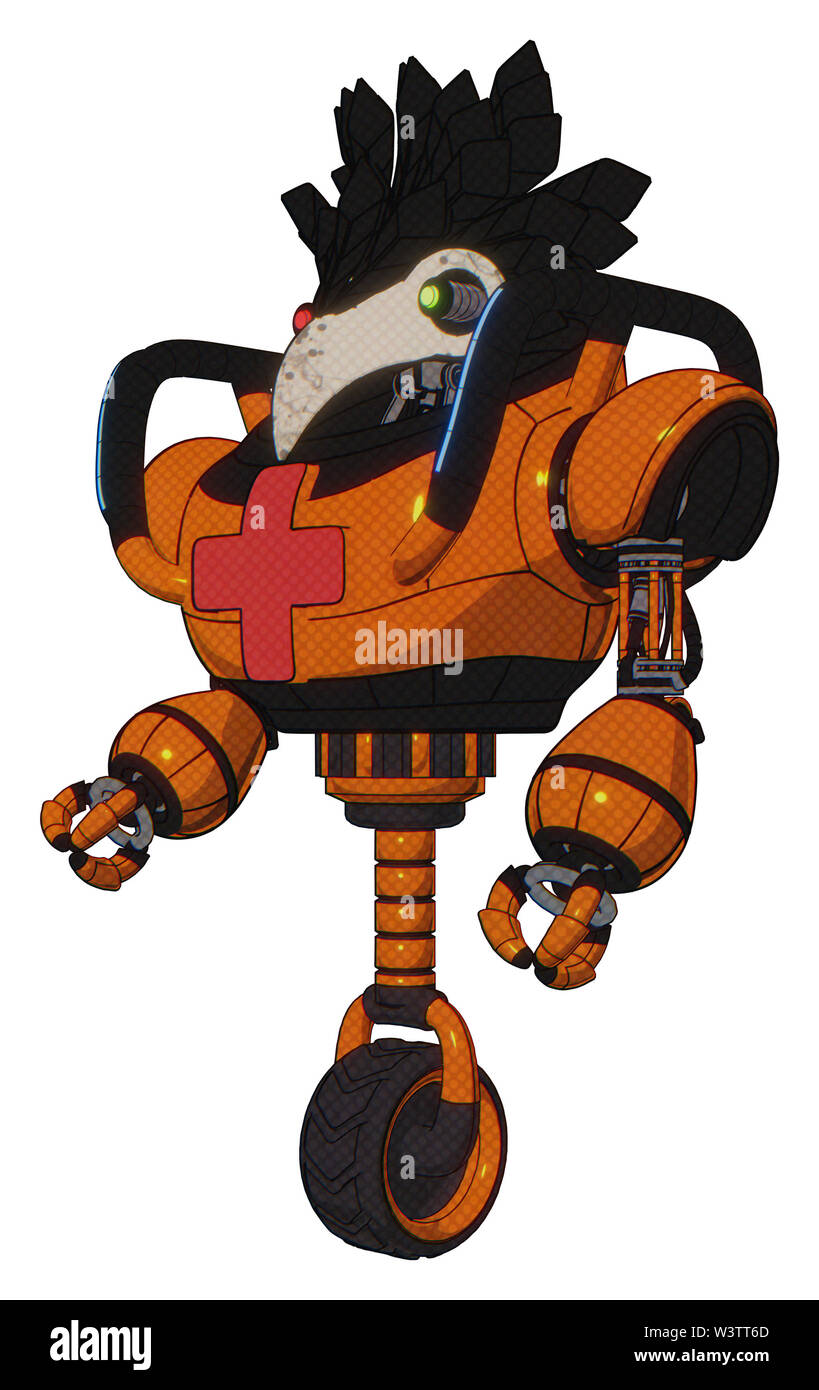 Droid containing elements: bird skull head, yellow and green scope eyes ...