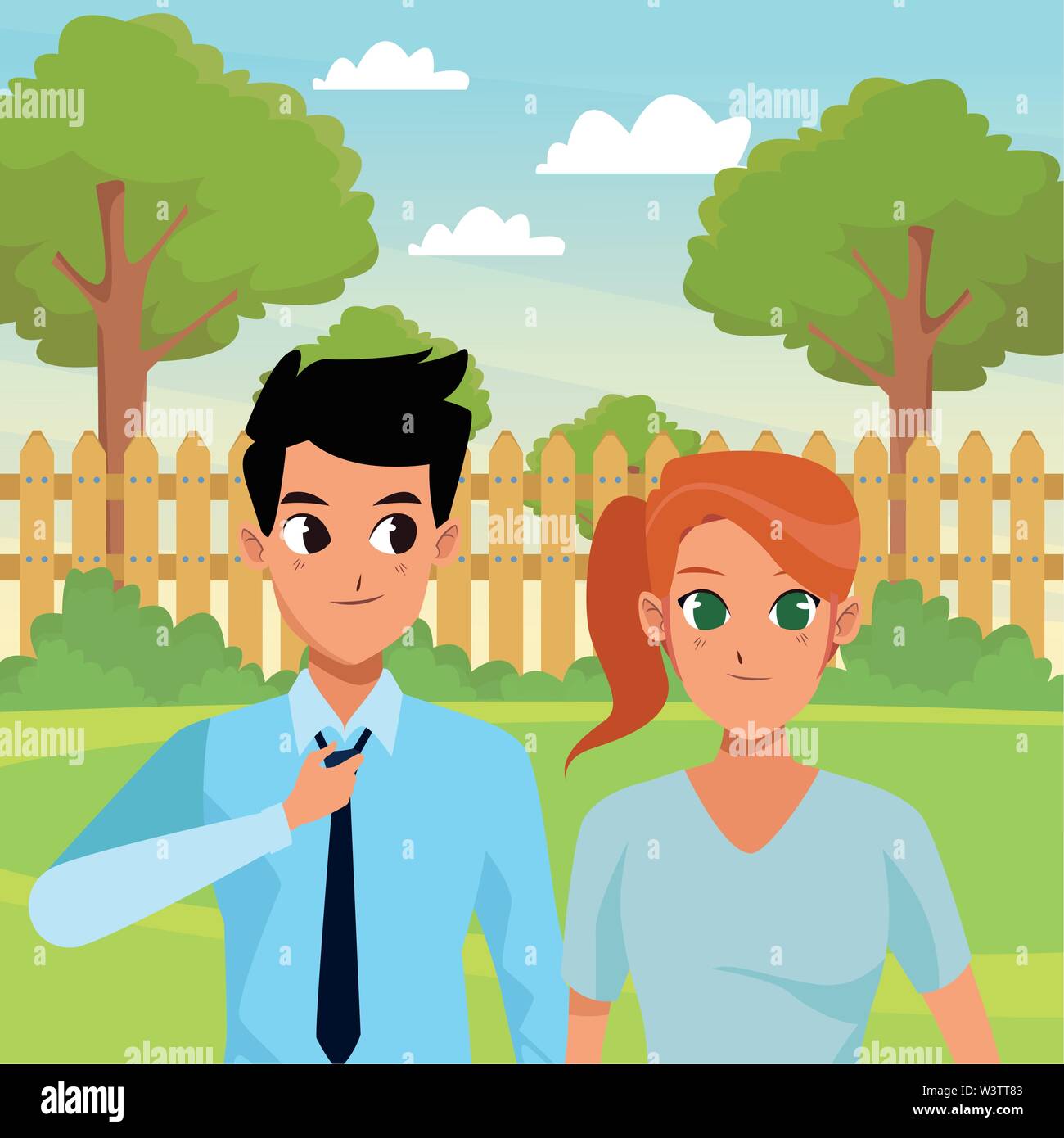 Young adult couple greeting cartoon Stock Vector Image & Art - Alamy