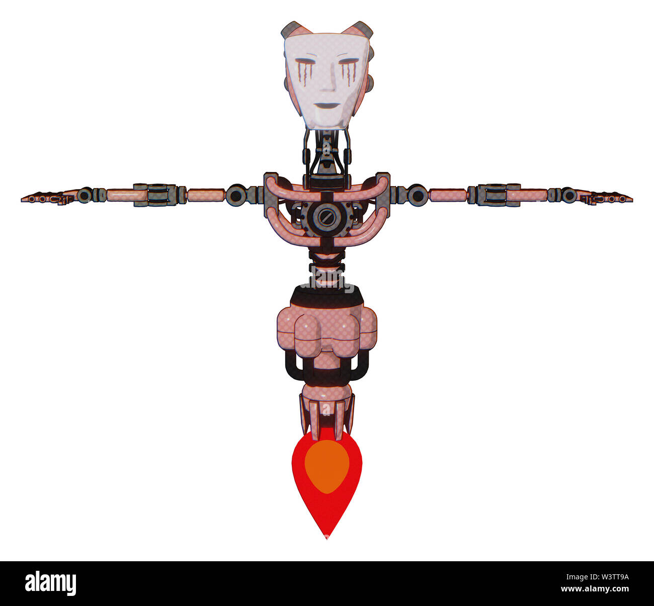 Robot containing elements: humanoid face mask, blood tears, light chest ...
