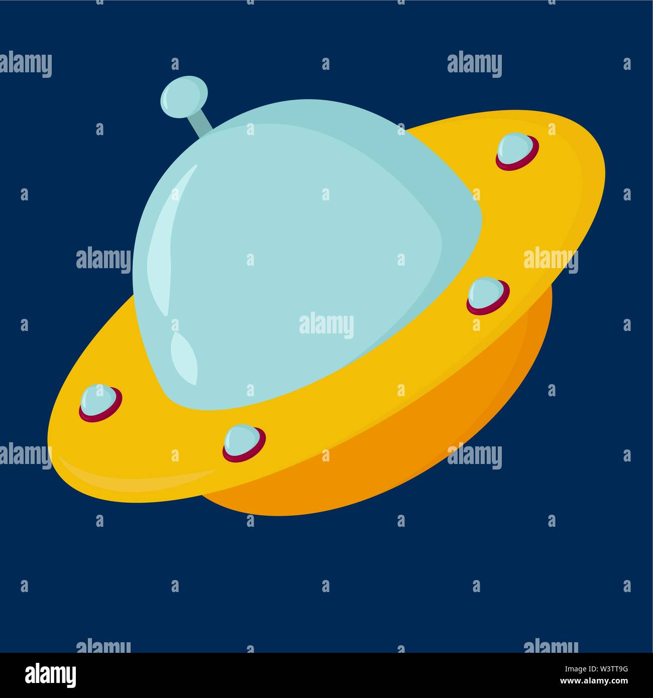 Yellow spaceship flying, illustration, vector on white background Stock ...