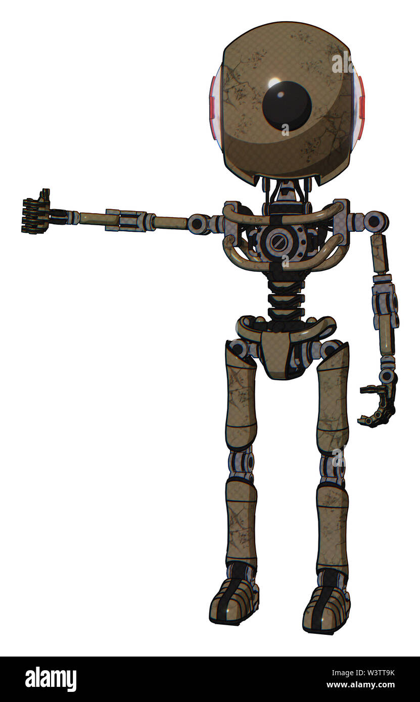 Cyborg containing elements: round head, large cyclops eye, first aid ...