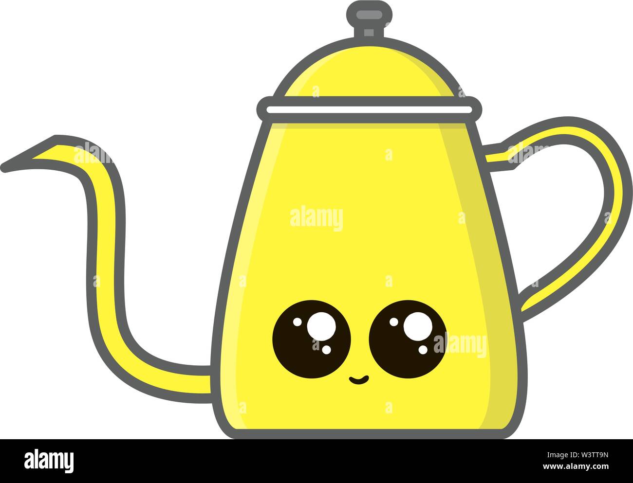 Happy little yellow teapot, illustration, vector on white background ...