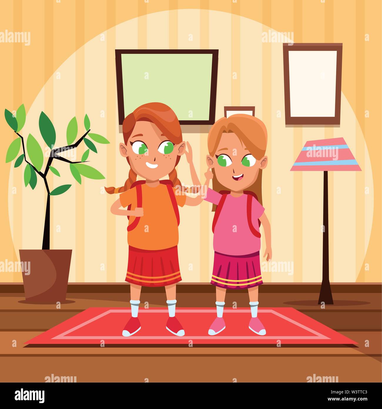 childhood adorable students girls cartoon Stock Vector Image & Art - Alamy