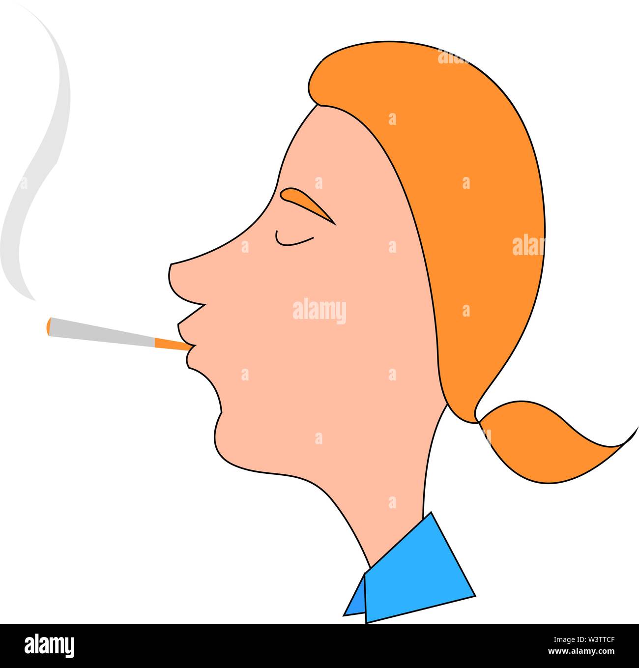 Man smoking cigar, illustration, vector on white background Stock ...