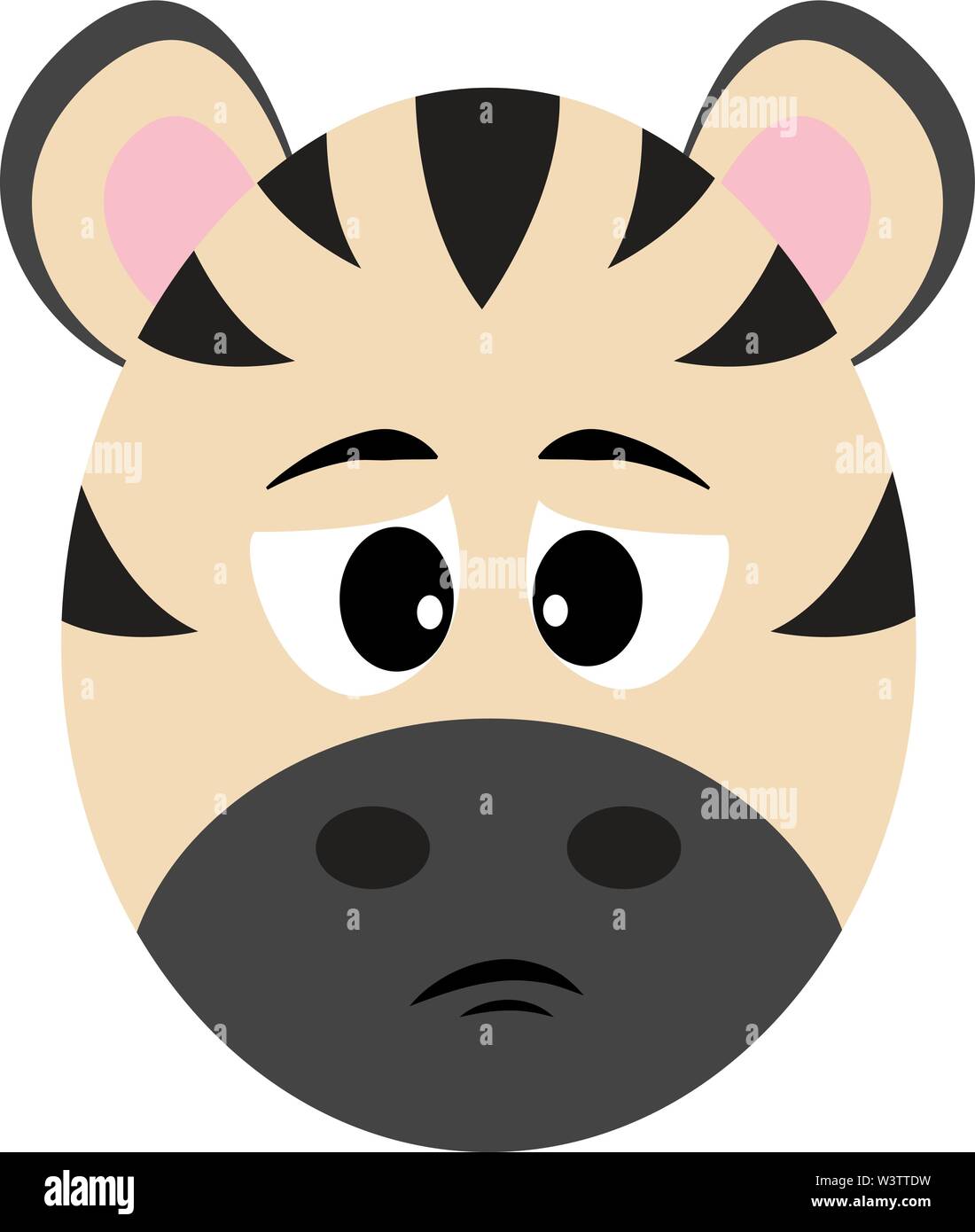 Sad zebra, illustration, vector on white background Stock Vector Image ...