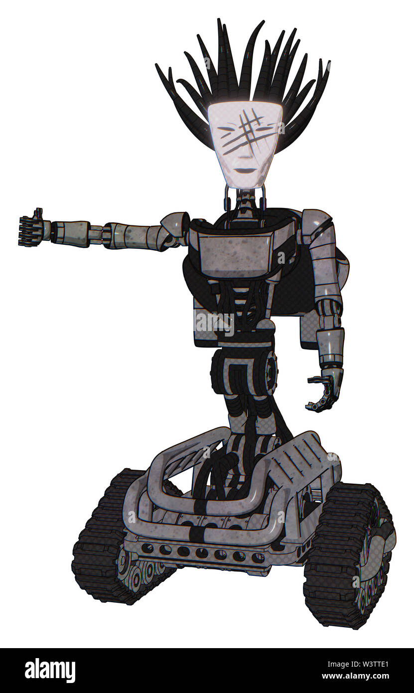 Droid containing elements: humanoid face mask, slashes war paint, light ...