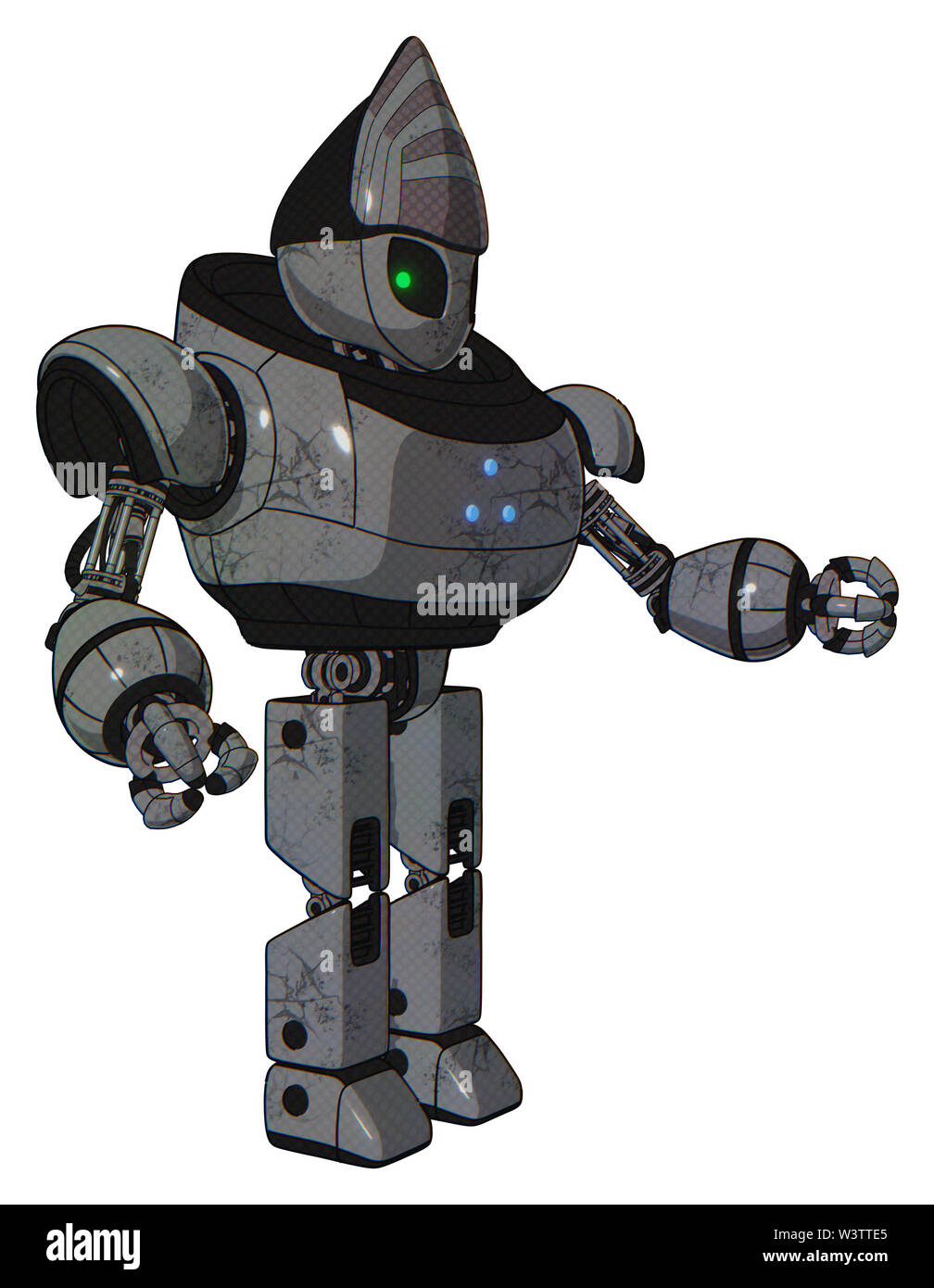 Bot containing elements: grey alien style head, green inset eyes, heavy ...