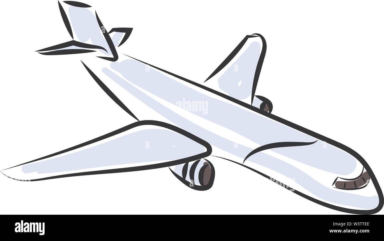 Grey airplane, illustration, vector on white background Stock Vector ...