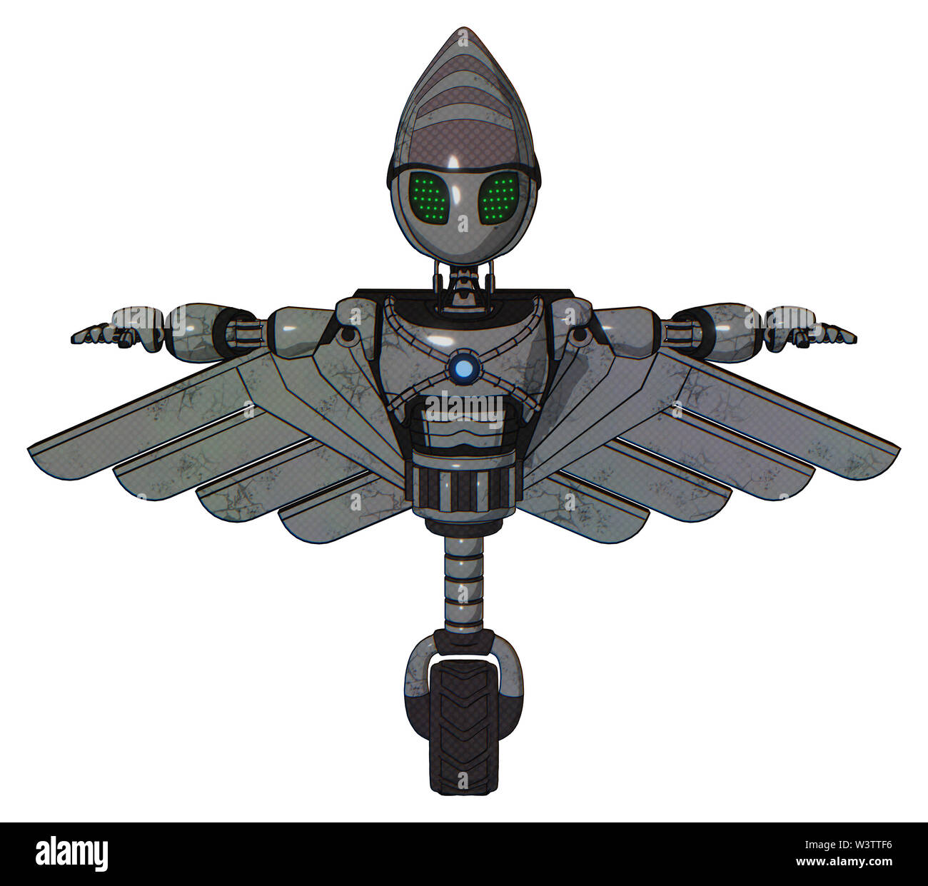 Bot containing elements: grey alien style head, led array eyes, light ...