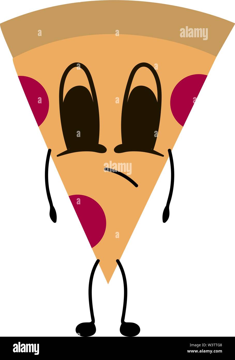 Sad pizza slice, illustration, vector on white background Stock Vector ...