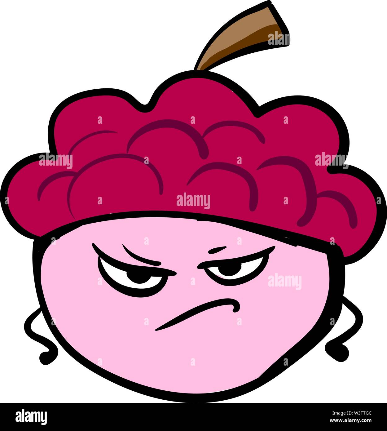 Angry pink lychee, illustration, vector on white background Stock ...