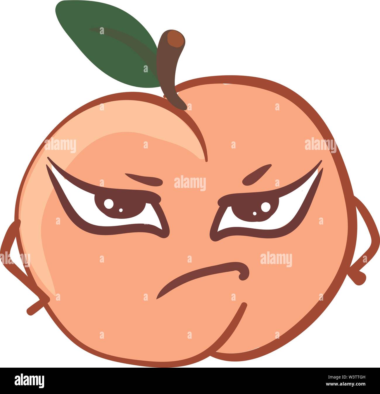 Angry pink peach, illustration, vector on white background Stock Vector ...