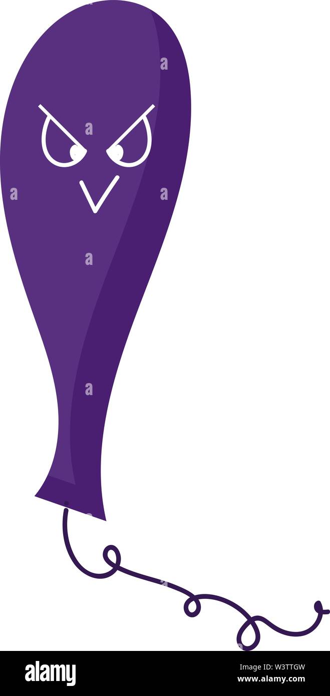 Angry purple balloon, illustration, vector on white background Stock ...