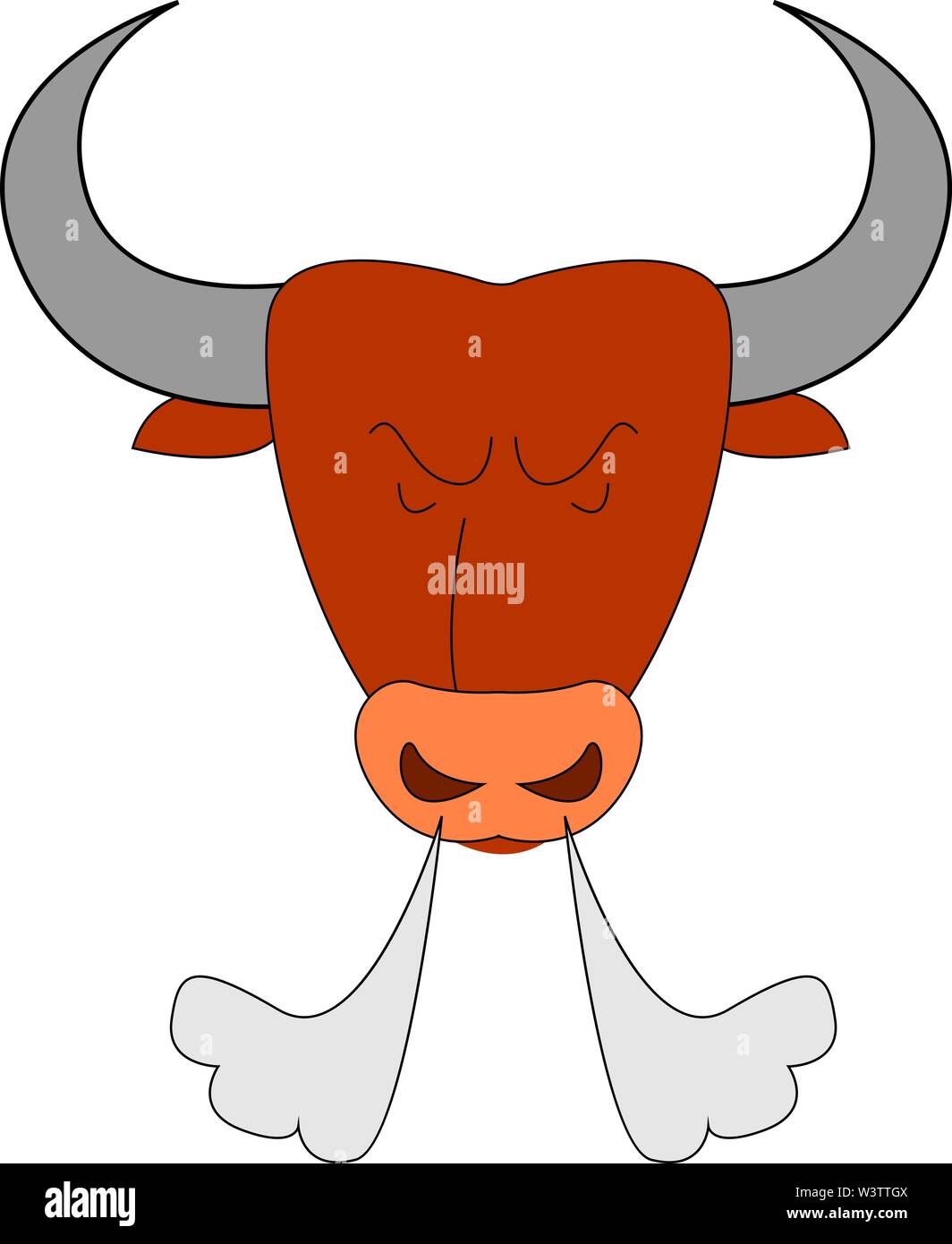 Angry red bull, illustration, vector on white background Stock Vector ...