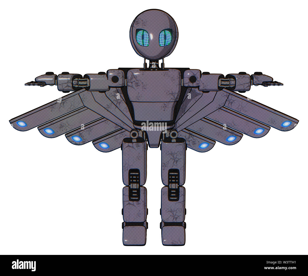 Android containing elements: grey alien style head, blue grate eyes ...