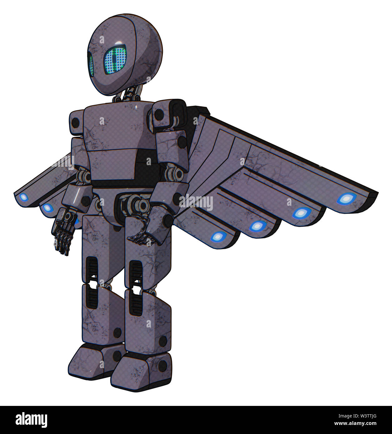 Android containing elements: grey alien style head, blue grate eyes ...