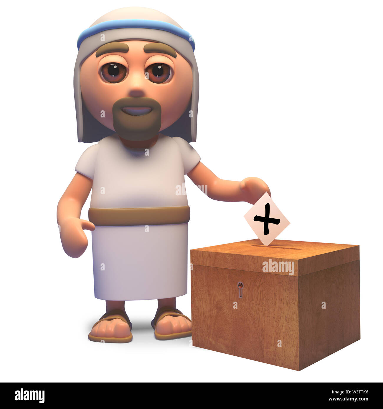 Jesus Christ casts his vote in the election, 3d illustration render ...
