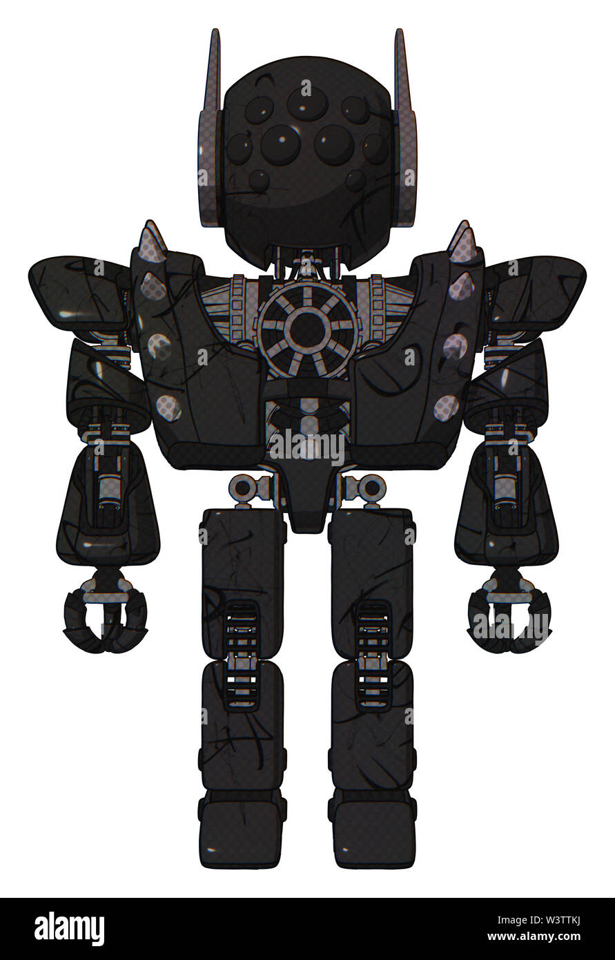 Mech containing elements: round head, bug eye array, head winglets ...