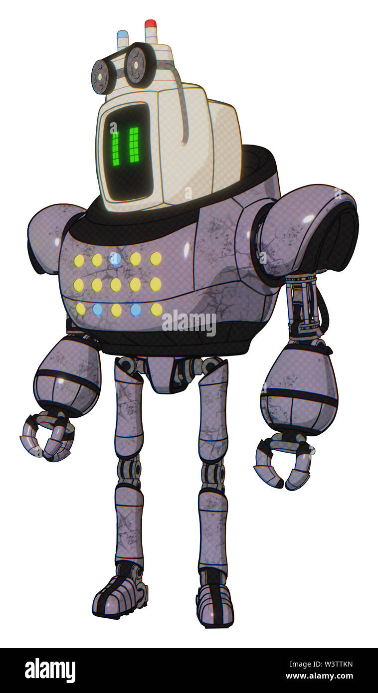 Android containing elements: old computer monitor, pixel line eyes, old ...