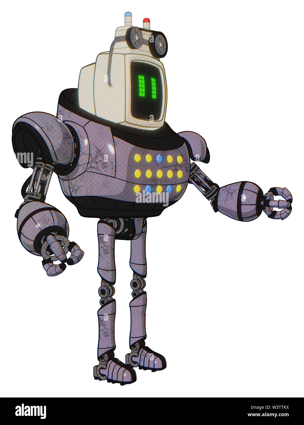 Android containing elements: old computer monitor, pixel line eyes, old ...