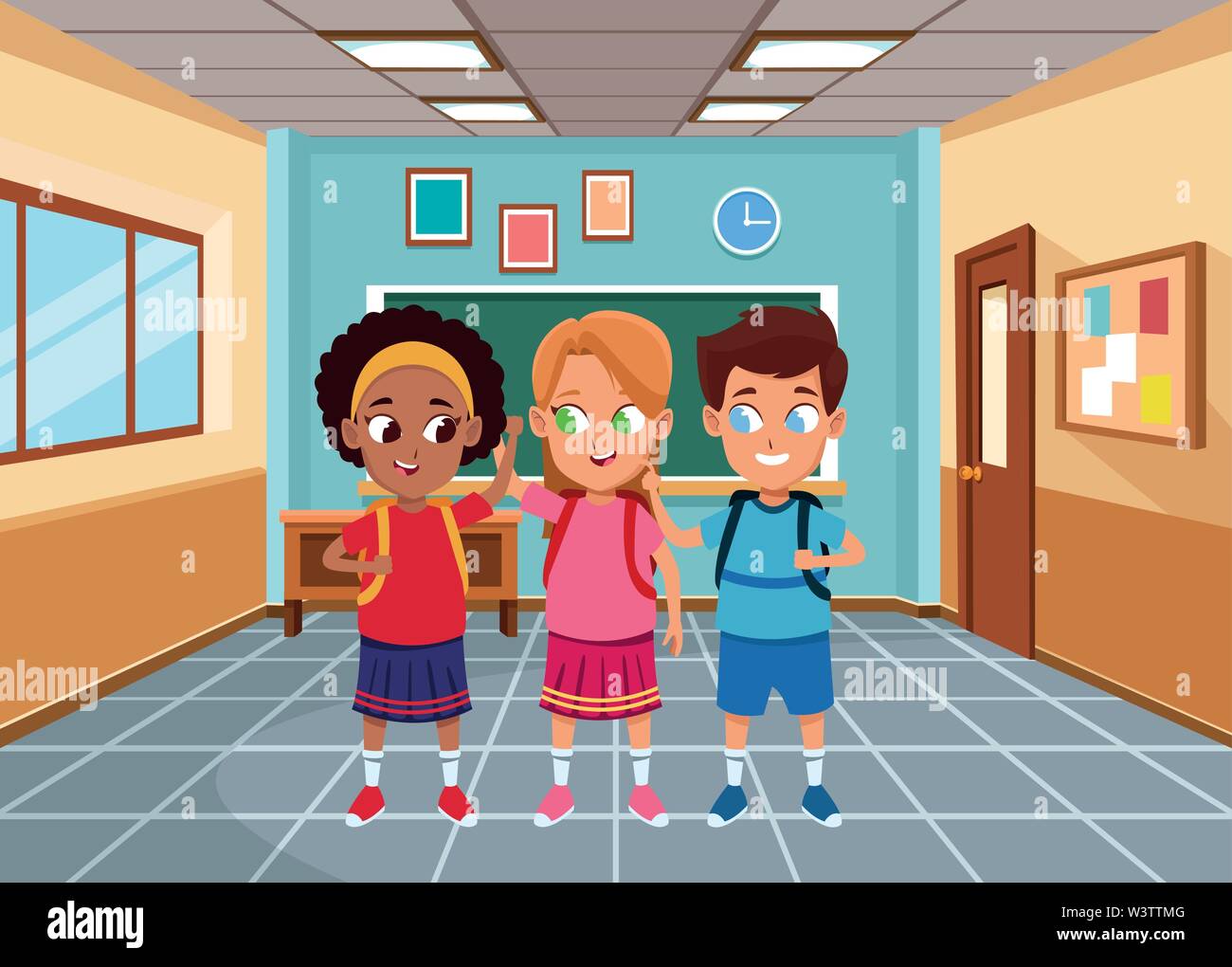 childhood cute school students cartoon Stock Vector Image & Art - Alamy