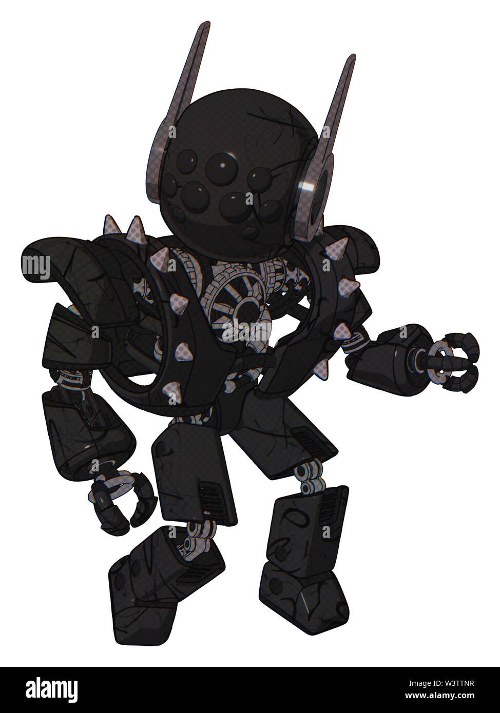 Mech containing elements: round head, bug eye array, head winglets ...