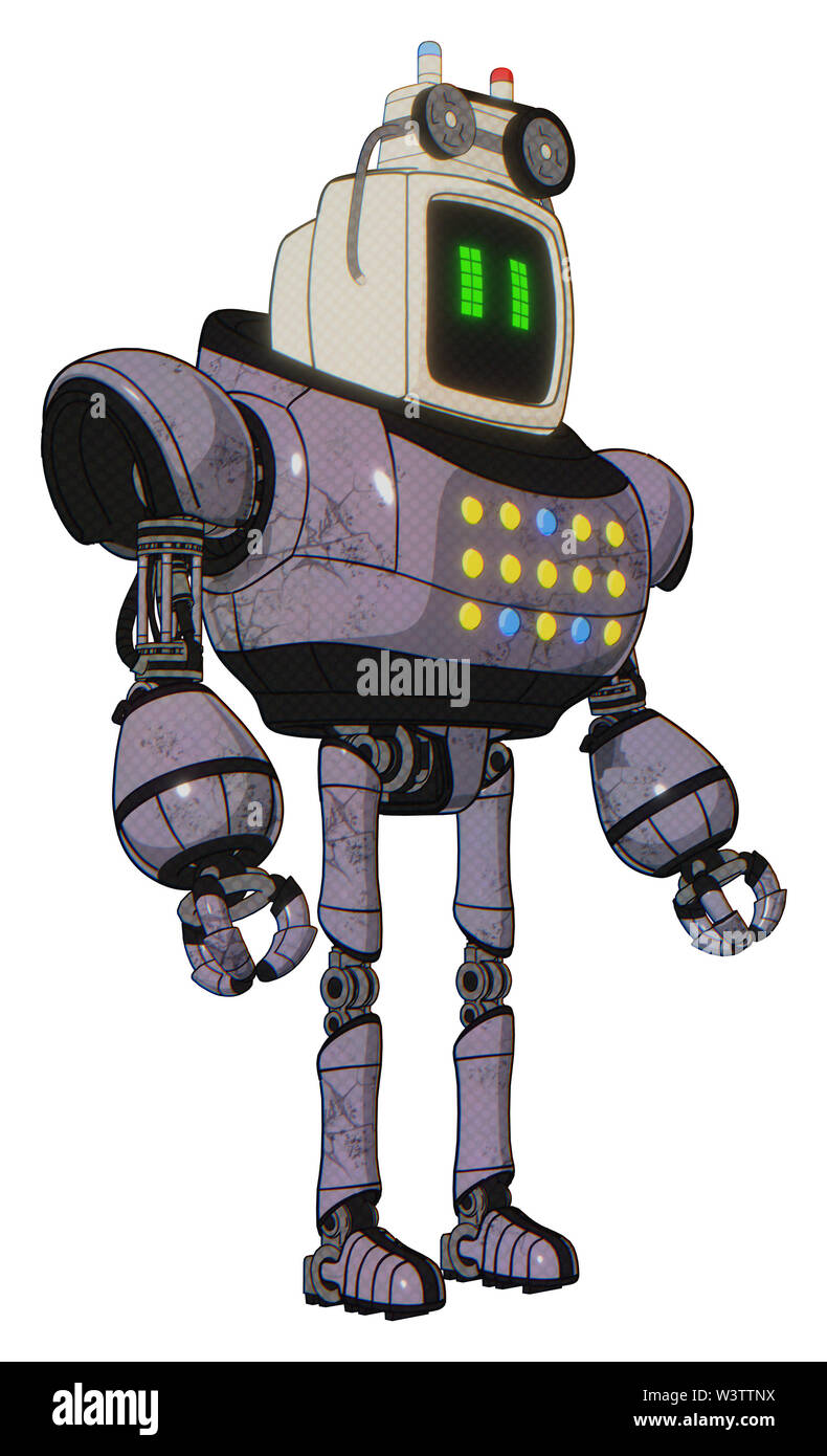 Android containing elements: old computer monitor, pixel line eyes, old ...