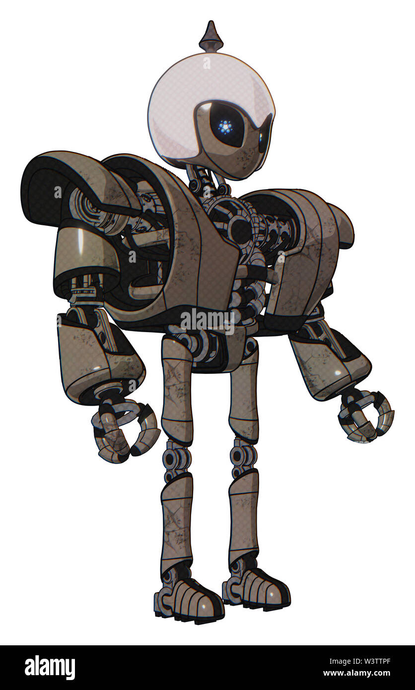 Droid containing elements: grey alien style head, electric eyes, helmet ...