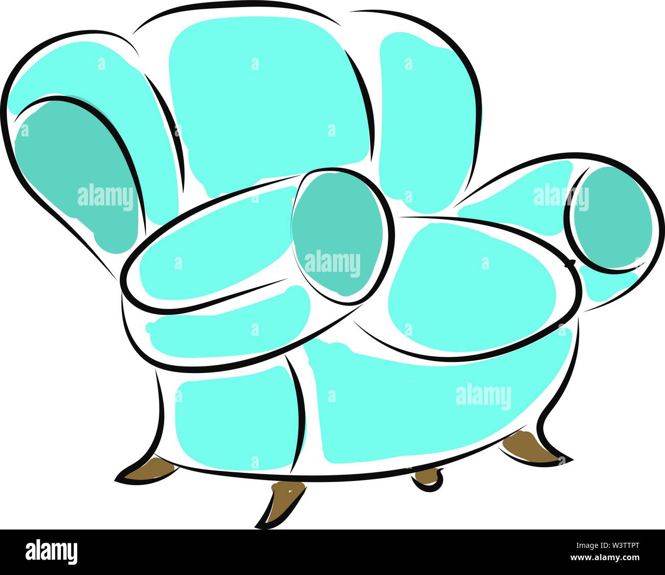 Blue armchair, illustration, vector on white background Stock Vector ...