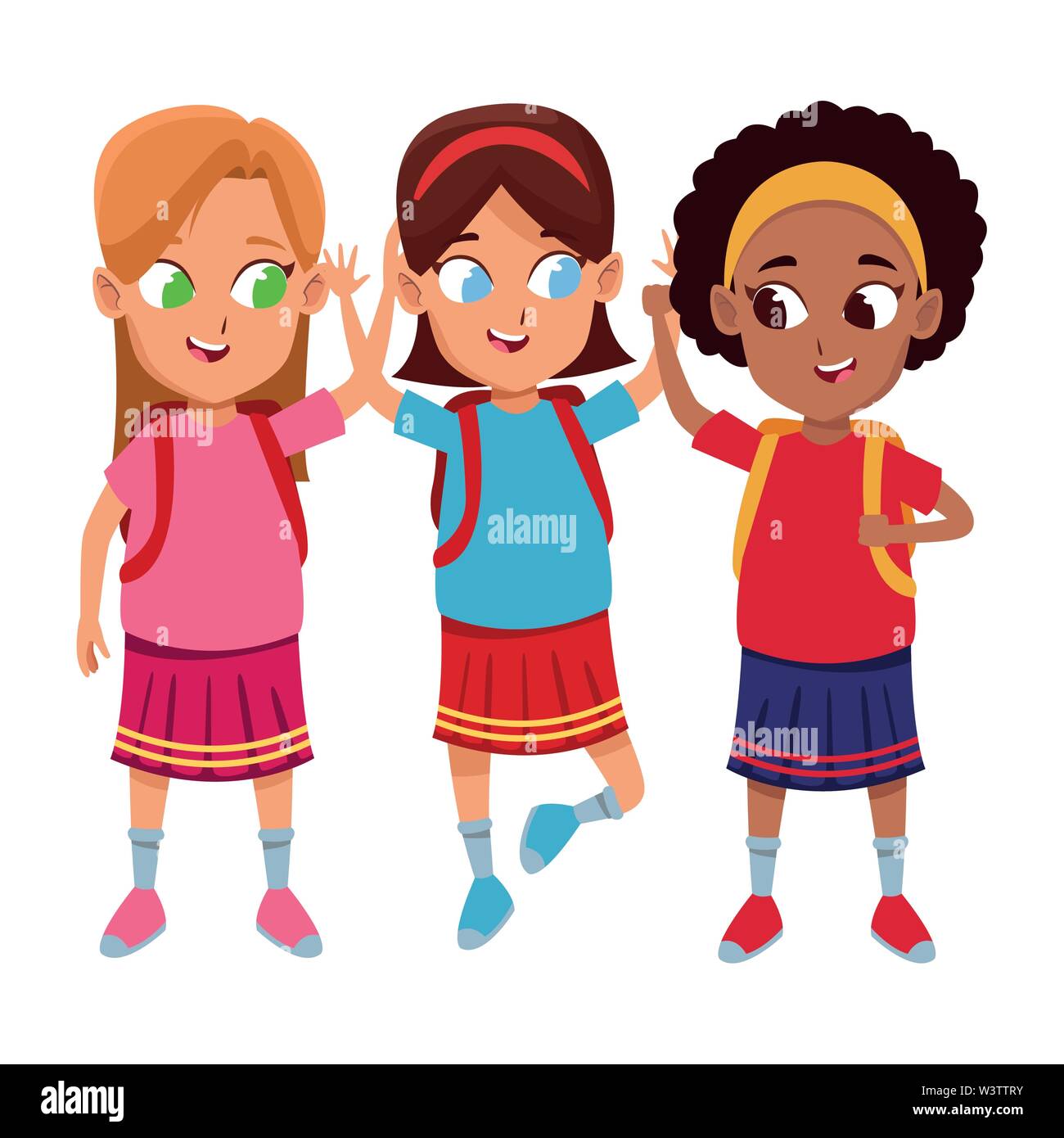childhood adorable students girls cartoon Stock Vector Image & Art - Alamy