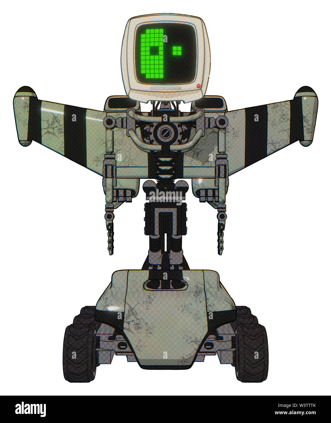 Droid containing elements: old computer monitor, abstract mask pixel ...