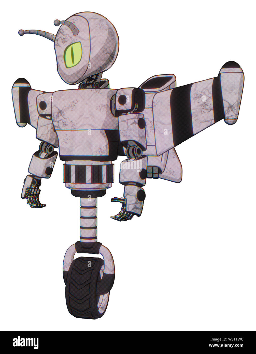 Automaton containing elements: grey alien style head, cat's eyes, bug ...