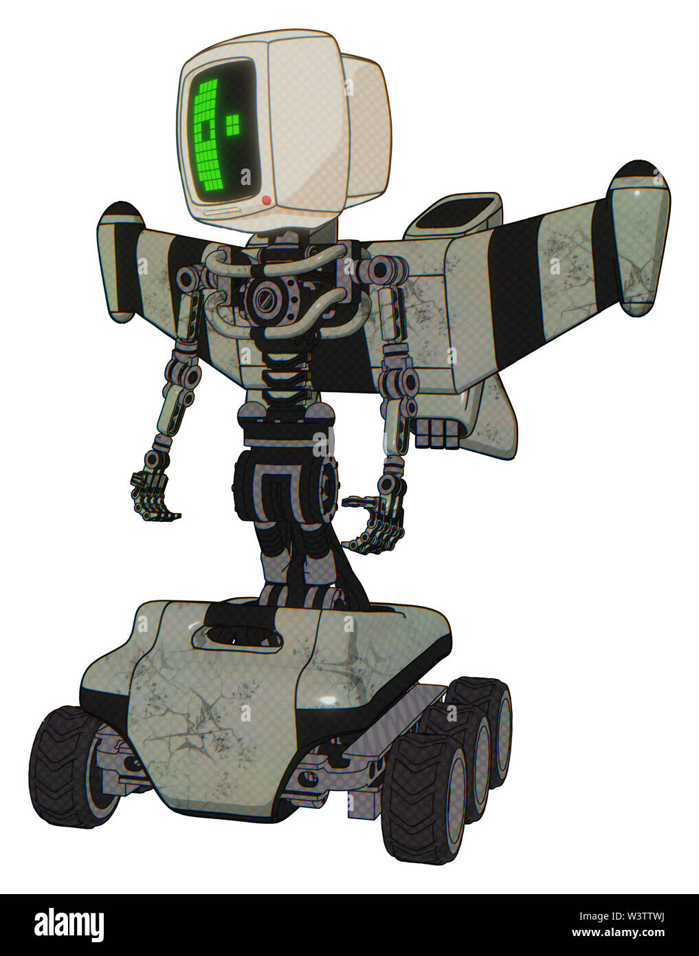 Droid containing elements: old computer monitor, abstract mask pixel ...