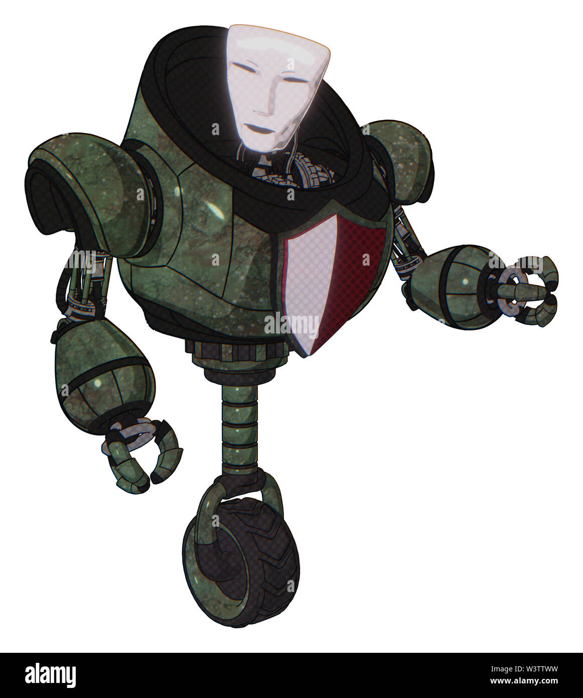 Automaton containing elements: humanoid face mask, heavy upper chest ...