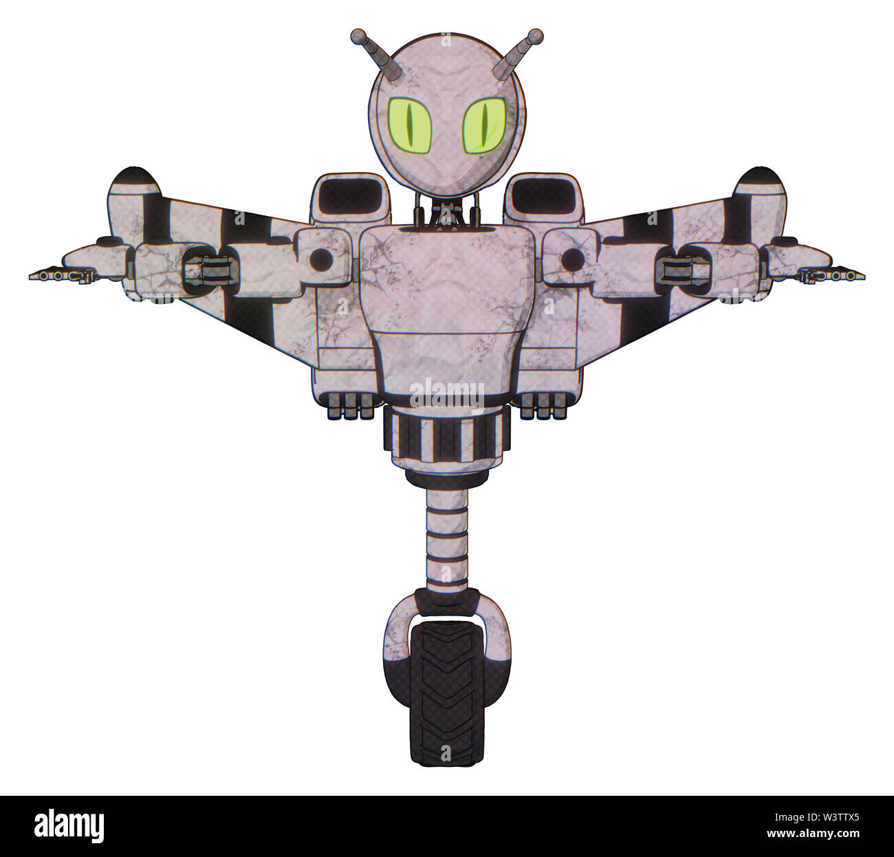 Automaton containing elements: grey alien style head, cat's eyes, bug ...