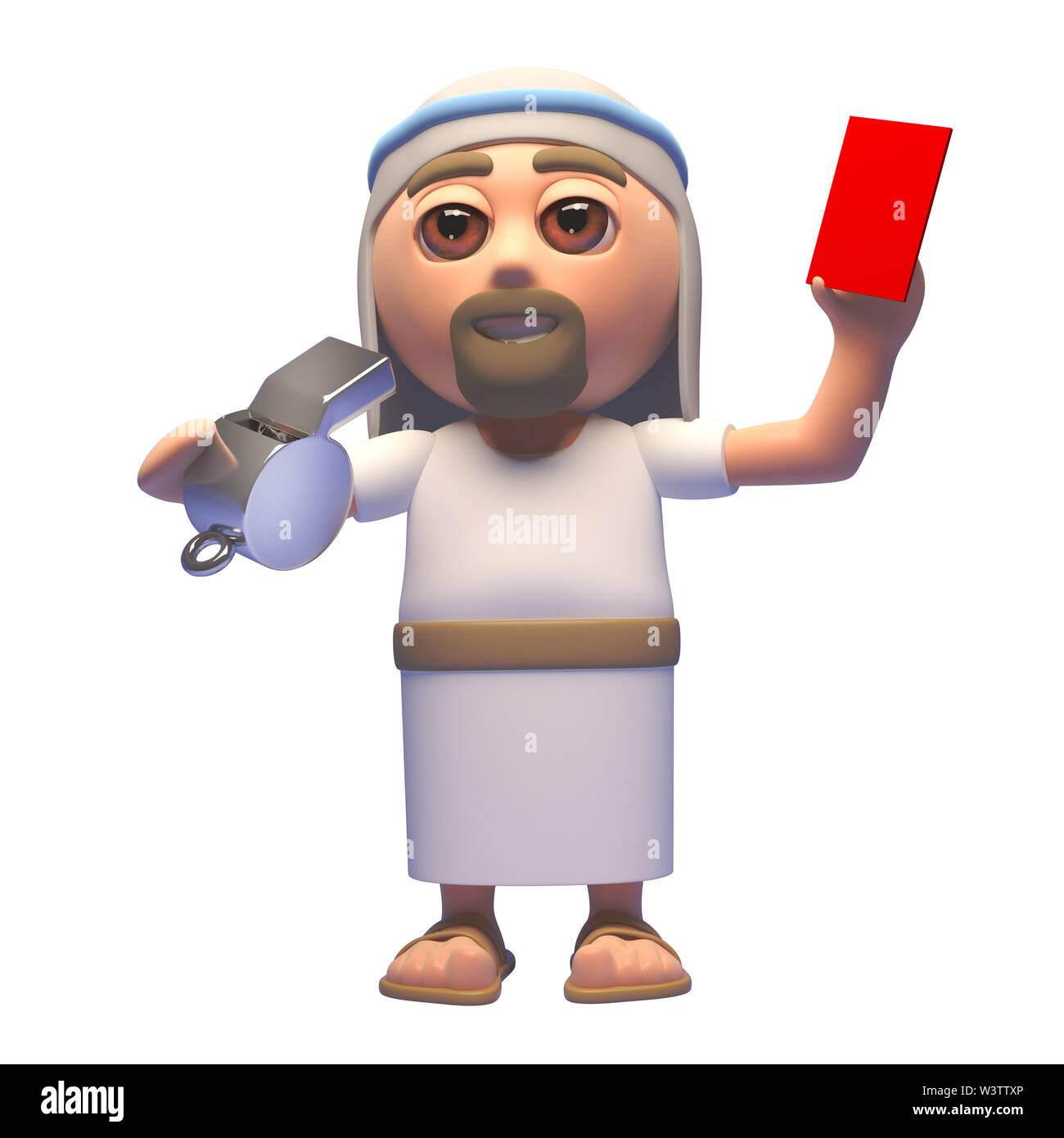 Holy Jesus Christ referee's a game and hands out a red card, 3d ...