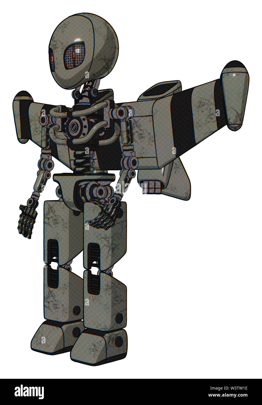 Cyborg containing elements: grey alien style head, metal grate eyes ...