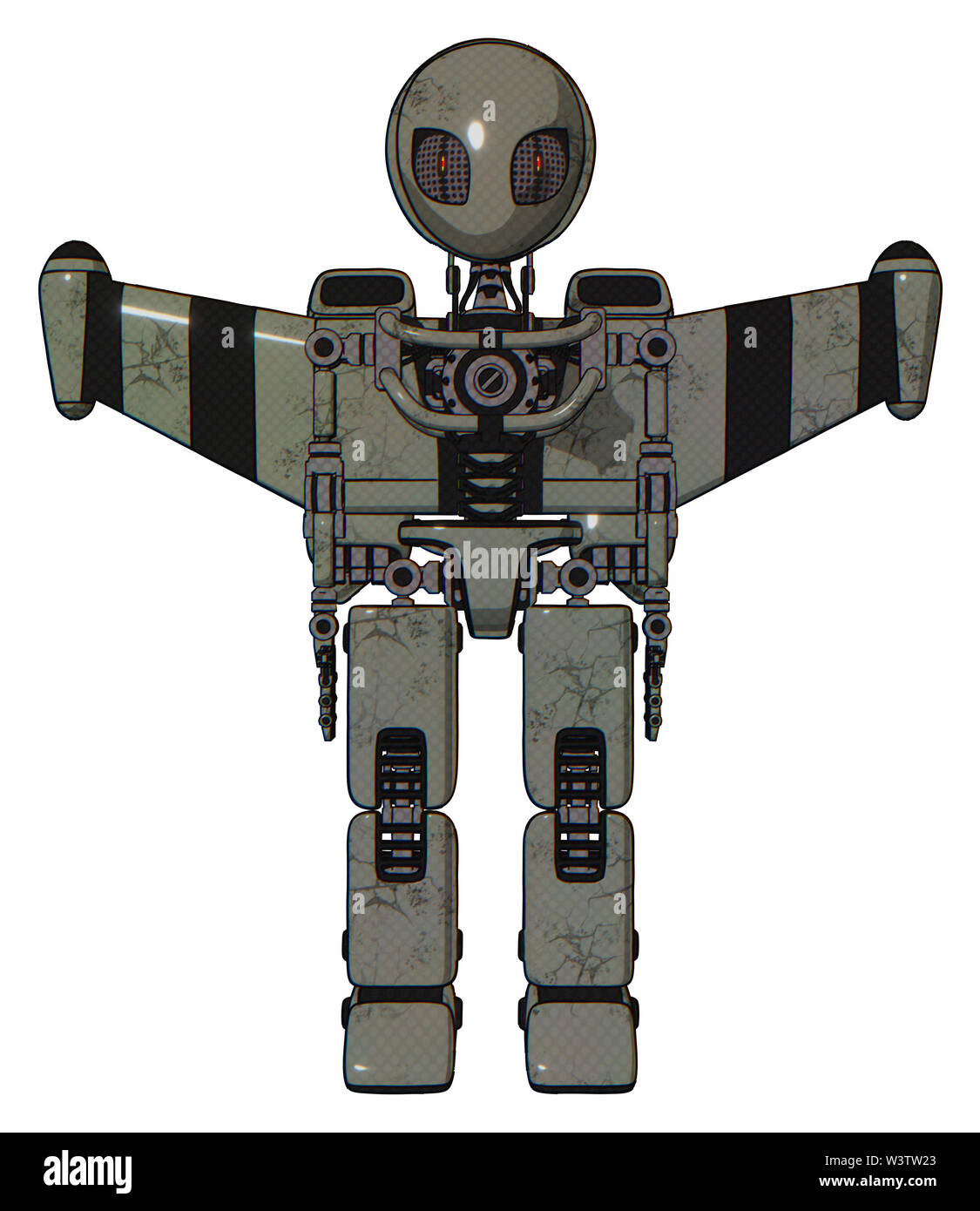 Cyborg containing elements: grey alien style head, metal grate eyes ...