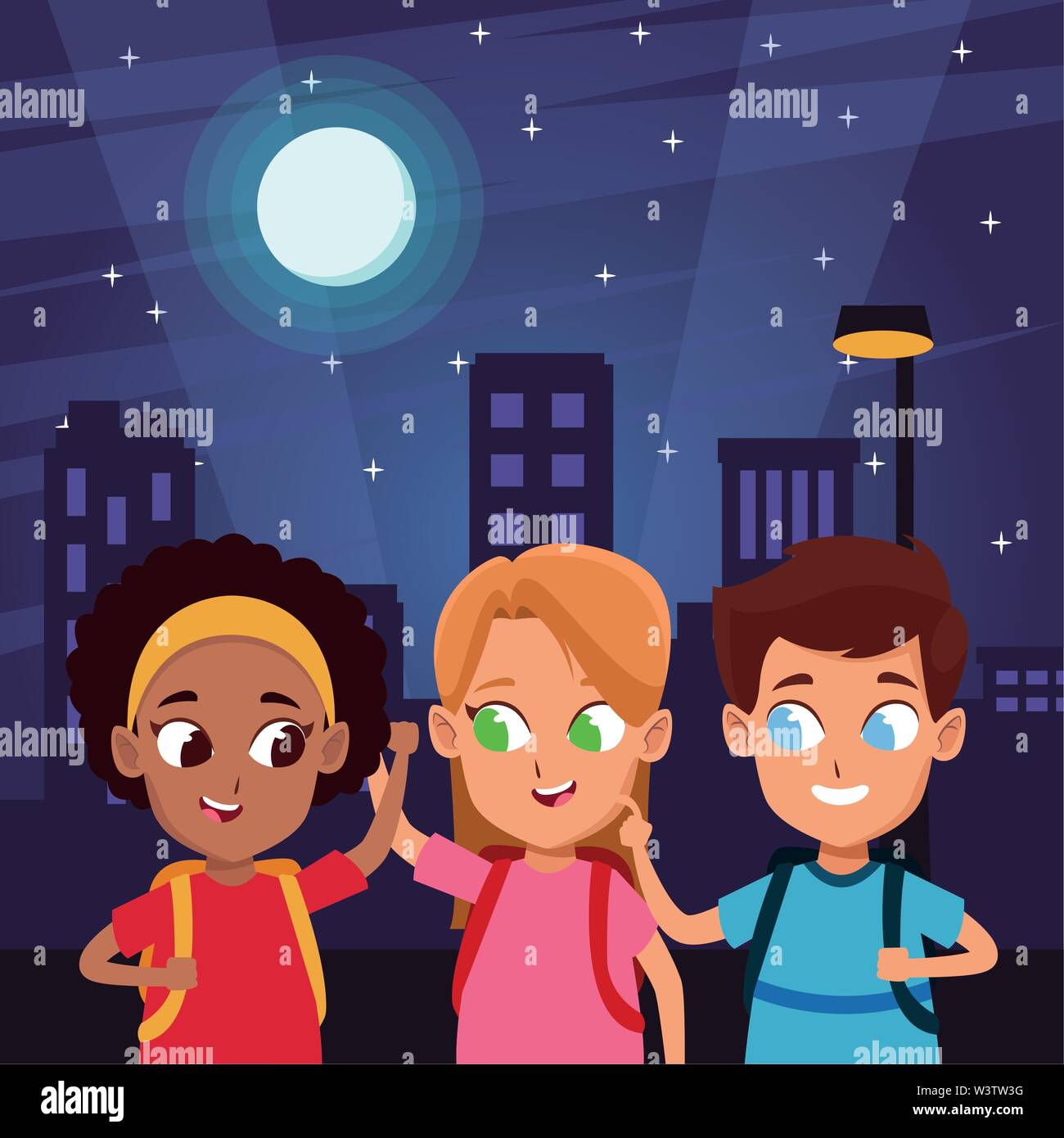 childhood cute school students cartoon Stock Vector Image & Art - Alamy