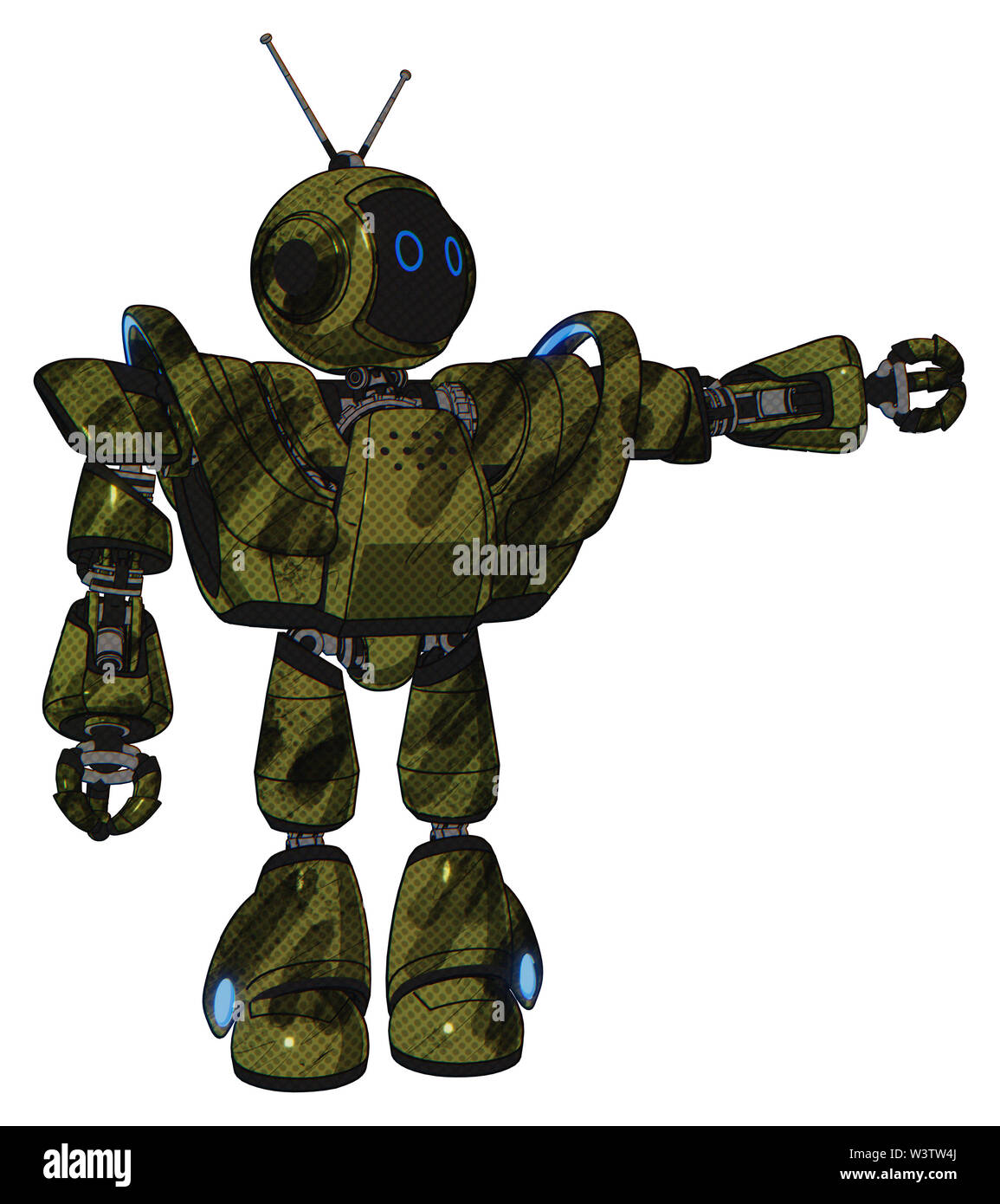 Automaton containing elements: digital display head, circle eyes, retro ...