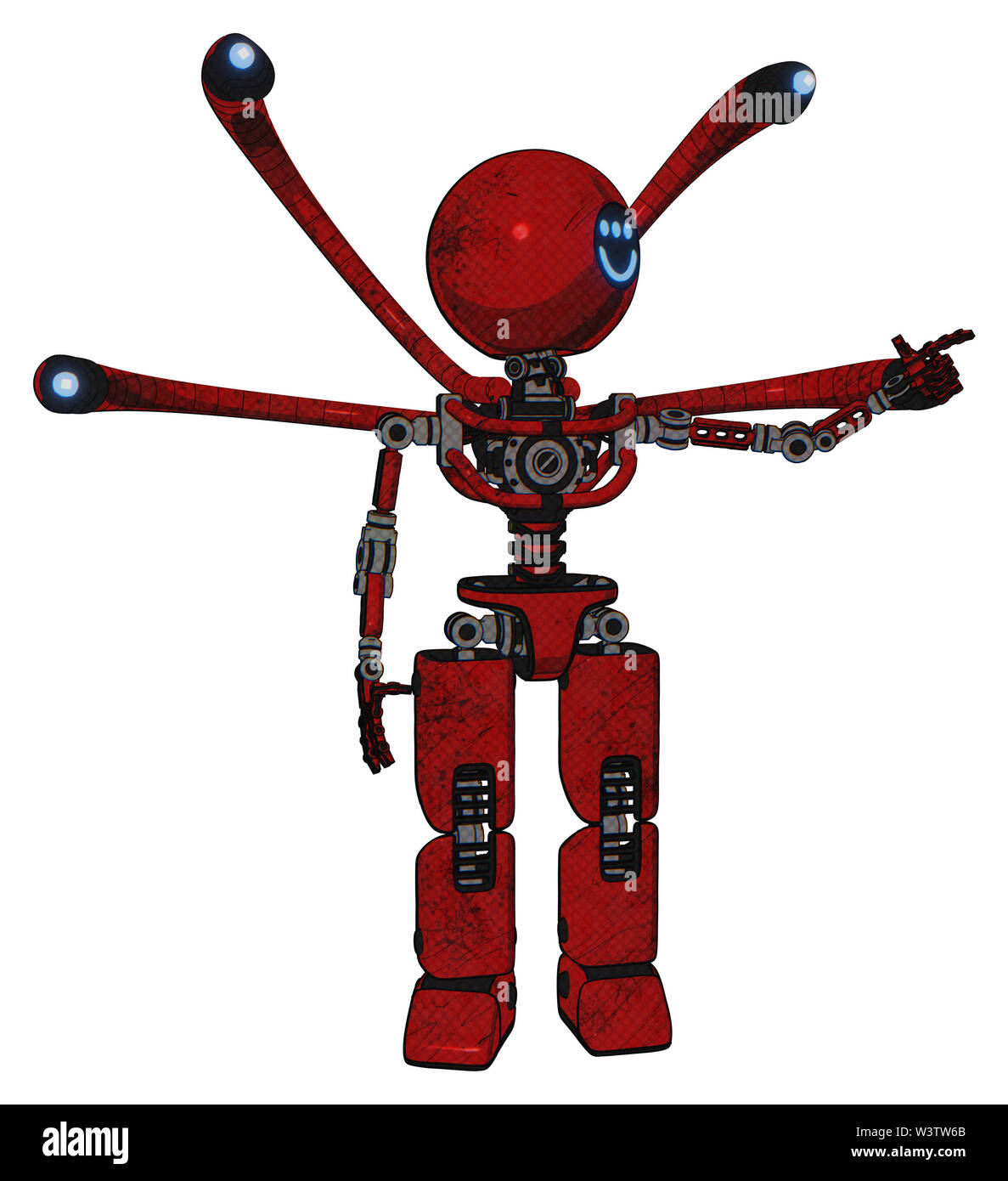 Robot containing elements: dual retro camera head, happy three-eyed ...