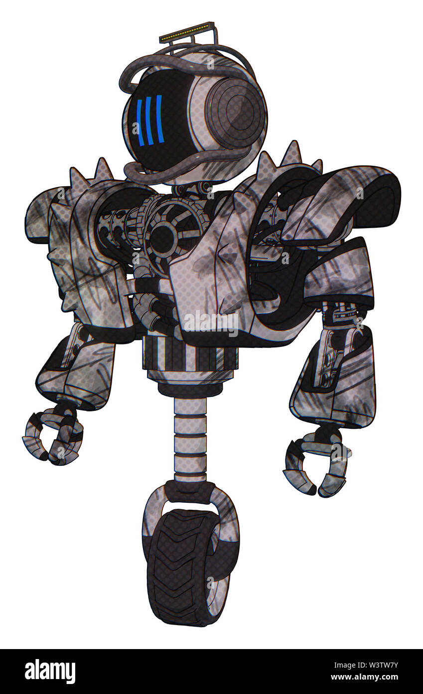 Robot containing elements: digital display head, three vertical line ...