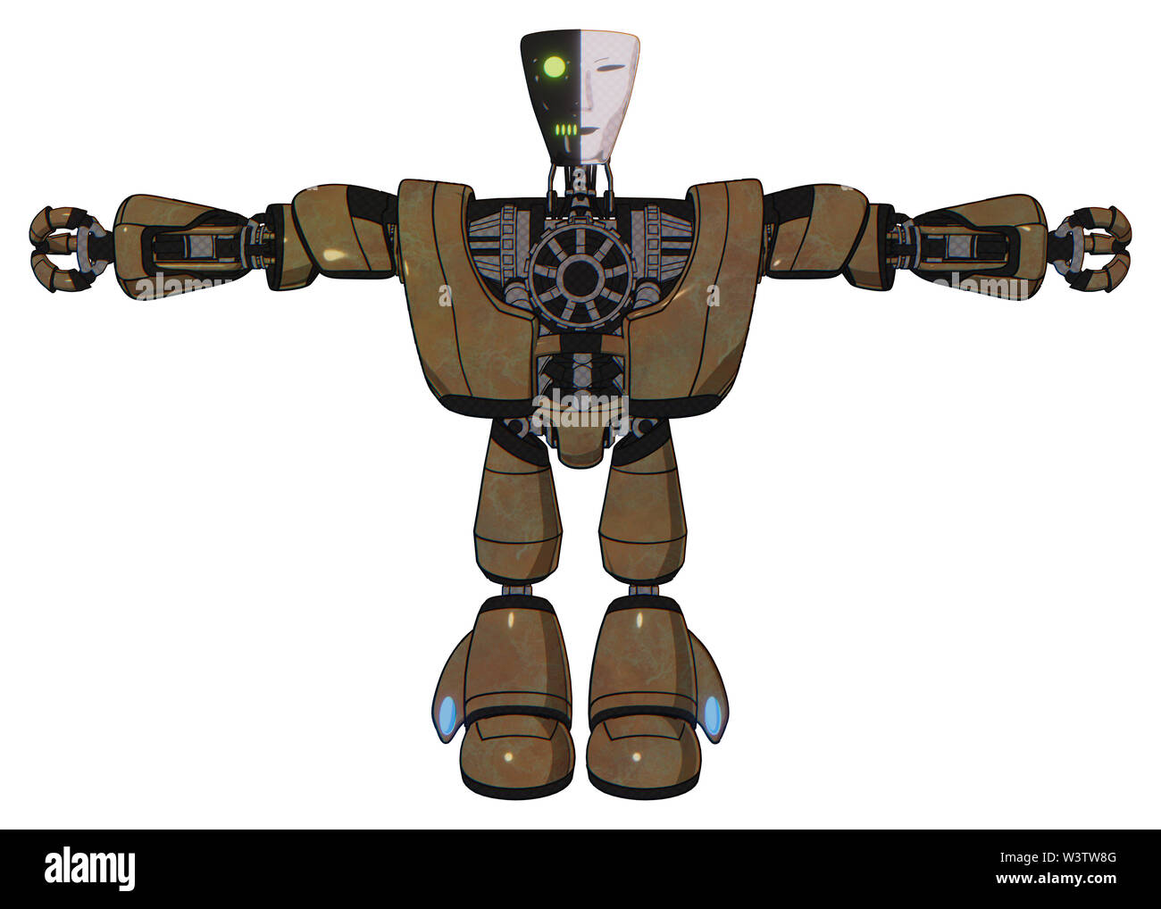 Robot containing elements: humanoid face mask, two-face black white ...