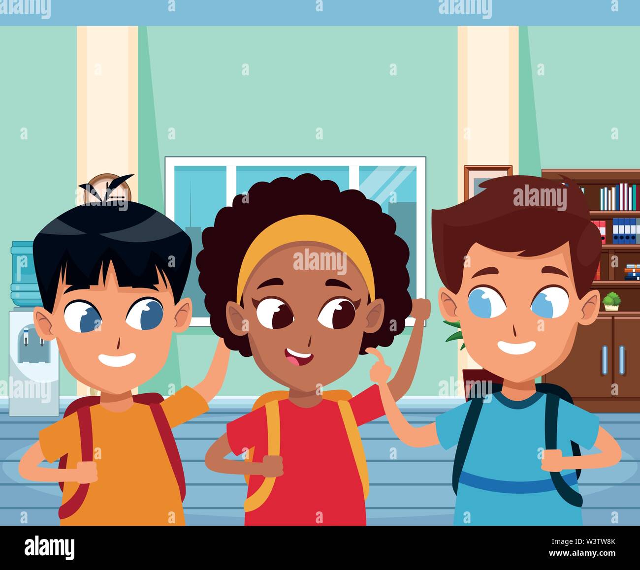 childhood cute school students cartoon Stock Vector Image & Art - Alamy