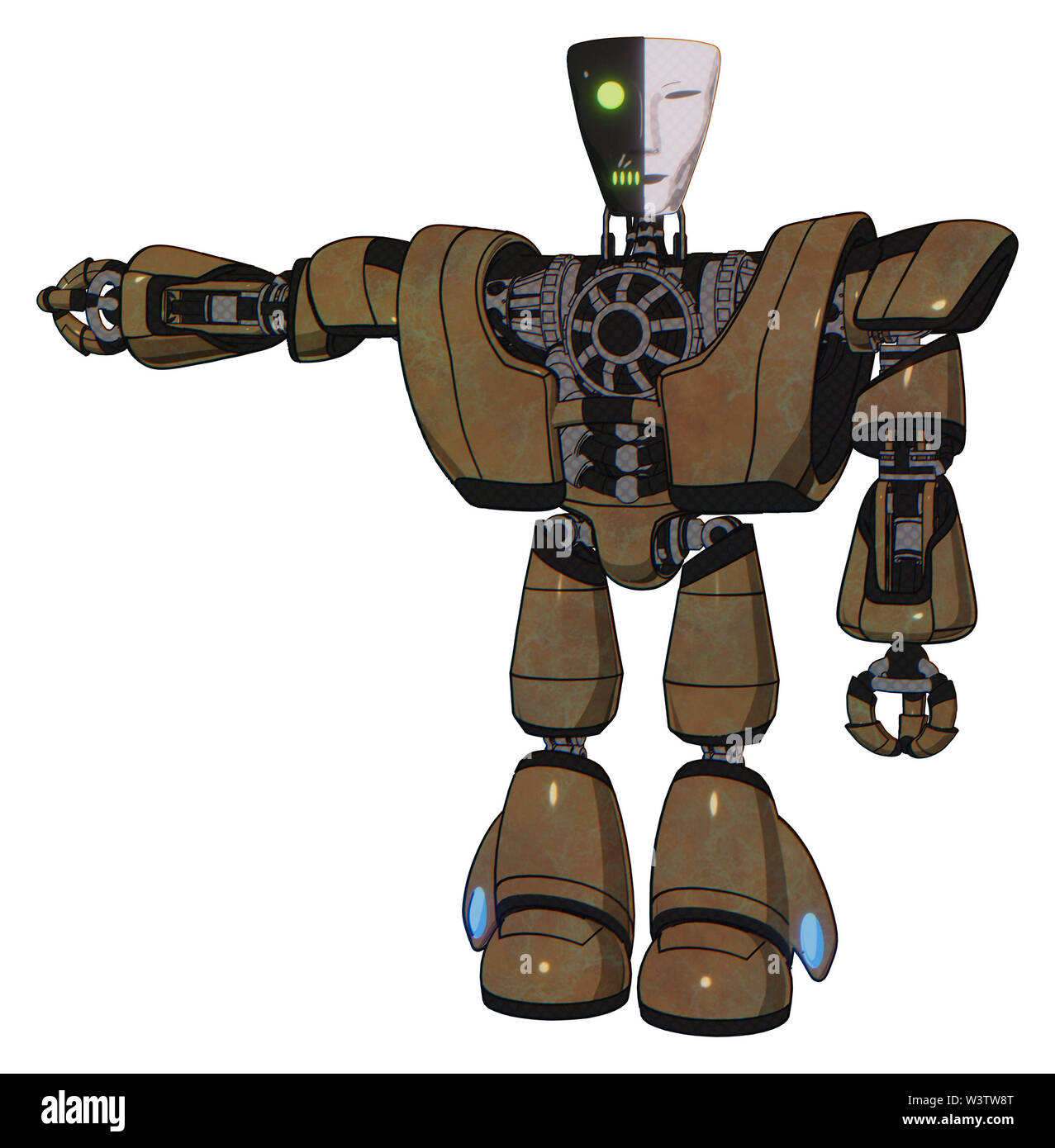 Robot containing elements: humanoid face mask, two-face black white ...