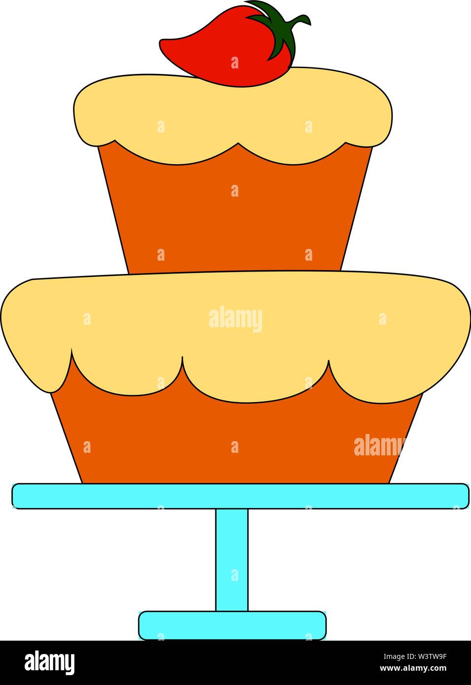 Two story cake, illustration, vector on white background Stock Vector ...