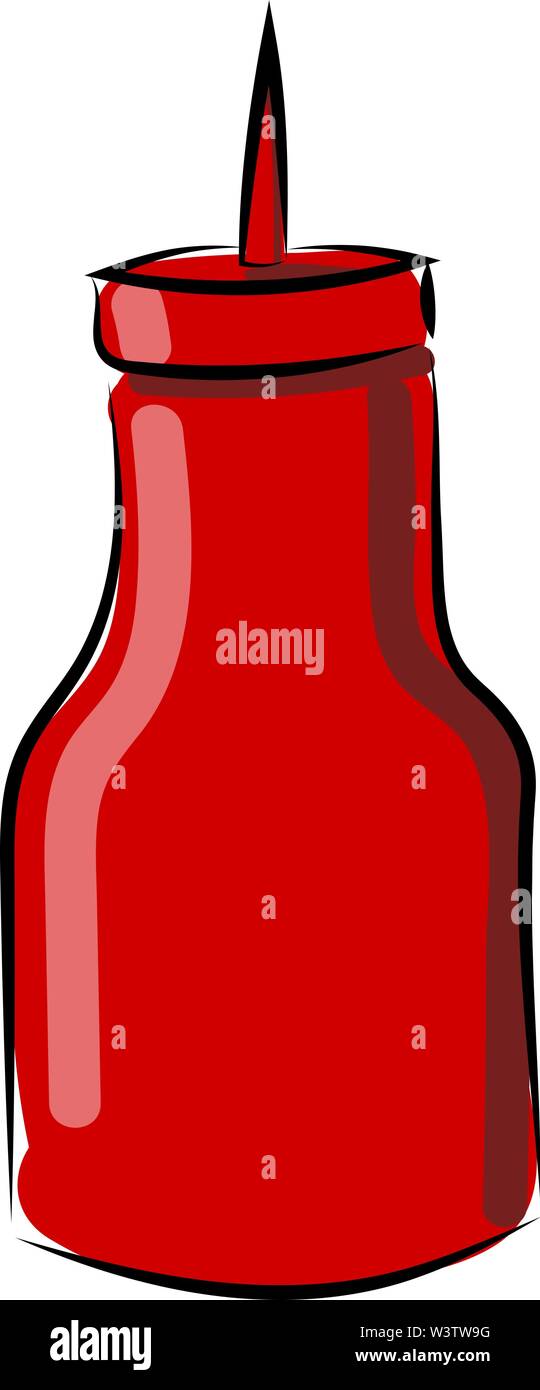 Big ketchup bottle, illustration, vector on white background Stock ...
