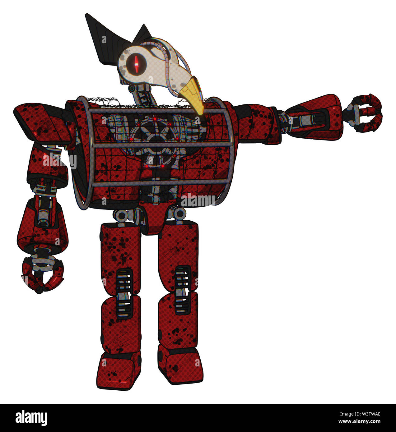 Droid containing elements: bird skull head, red line eyes, robobeak ...
