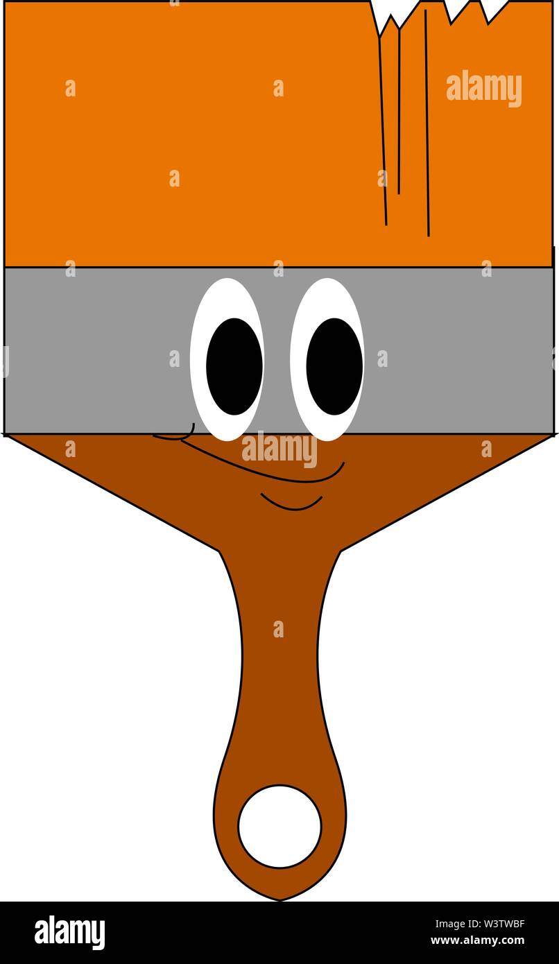 Happy paint brush, illustration, vector on white background Stock ...