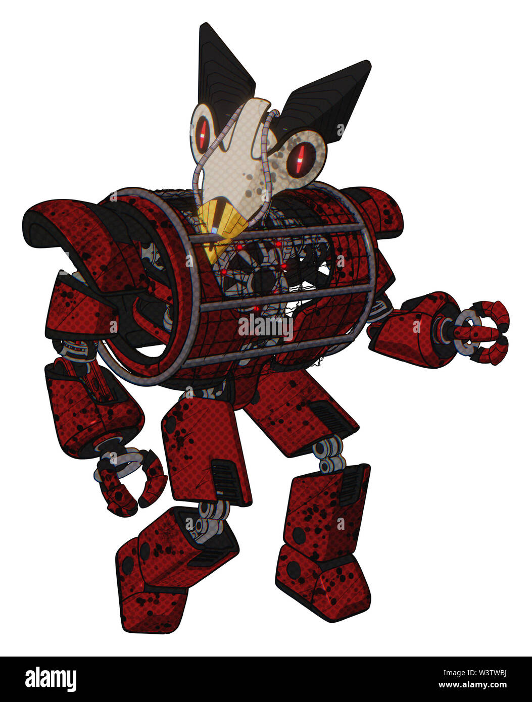 Droid containing elements: bird skull head, red line eyes, robobeak ...